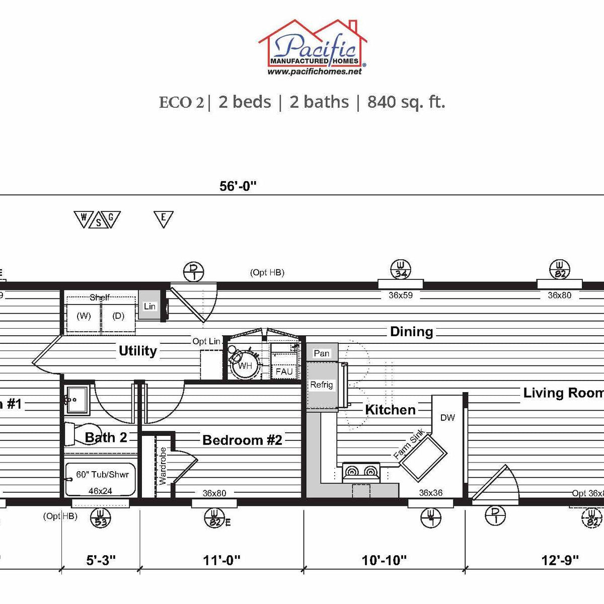 PACIFIC ECO 2 - 2BD X 2BA 840 SQFT – Pacific Homes